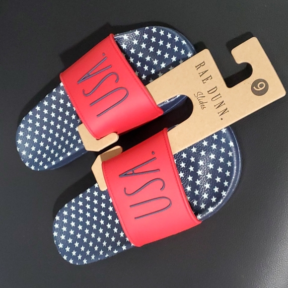 Rae Dunn | Shoes | Rae Dunn Usa Slide Sandals | Poshmark